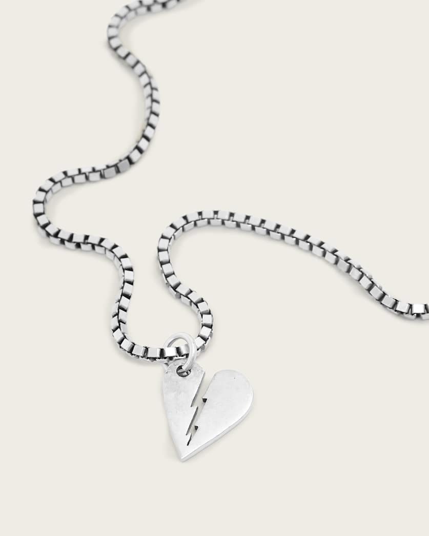 Split Heart Sterling Silver Necklace WARM SILVER | ALLSAINTS US